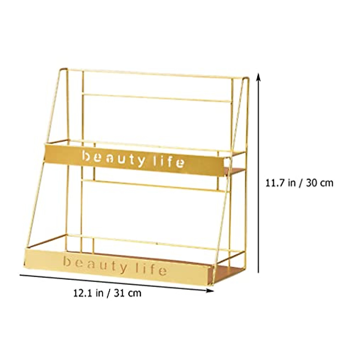 BESPORTBLE Cosmetic Storage Rack Makeup Organizer Shelf 2 Tier Cosmetic Storage Basket with Tray for Cosmetics Countertop Storage Organizer Standing Rack for Dresser Countertop Bathroom Gold
