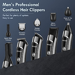 GDUNDUN Grooming Kit for Men, Cordless IPX7 Waterproof Beard Hair Nose and Body Electric Trimmer for Men, All-in-1 Trimmer for Men with USB Charging LED Power Display, Gift for Men Husband Father