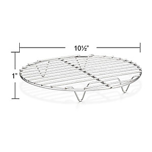 E-far 10½ Inch Round Cooling Cooking Racks, Stainless Steel Round Steaming Baking Rack Set of 2, Multi-Purpose for Canning Air Fryer Pressure Cooker, Dishwasher Safe