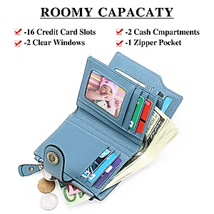 FALAN MULE Small Wallet for Women Genuine Leather Bifold Compact Small Womens Wallet with RFID Blocking