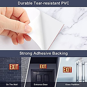 Glow In The Dark Photoluminescent Exit Sign Red - Adhesive Backing – UV Inks On Tear-resistant PVC - Non Electrical - Scratch Resistant -12 x 7 Inches For 50 Feet Visibility (2 Pack)