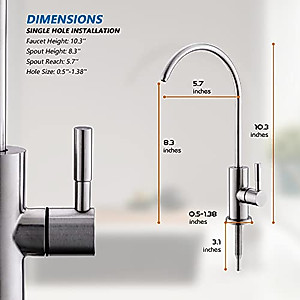 WEWE Drinking Water Faucet for Kitchen Sink, Kitchen Water Filter Faucet Stainless Steel for Reverse Osmosis or Water Filtration System Beverage Non-Air Gap RO Faucet Brushed Nickel Finish