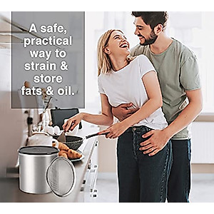 T-fal Deep Fryer with Basket, Stainless Steel, Easy to Clean Deep Fryer, Oil Filtration, 2.6-Pound, Silver, Model FR8000 & OGGI Cooking Grease Container, 4 Quart, Stainless Steel