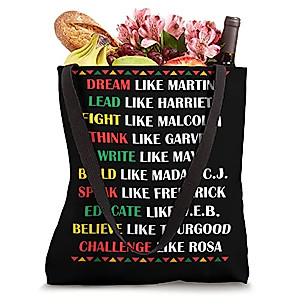 Black History Month Afro American Leader Dream Like Martin Tote Bag