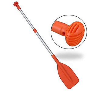 Pactrade Marine Boat Kayak Raft Set of 2 Mini Telescopic 21'' - 42'' Paddle Orange Blade Round Grip No Direction Limit (2 pcs)