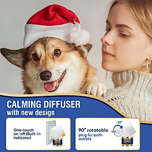 Dog Pheromone Calming Diffuser 4 In 1 Appeasing Pet Pheromones Diffuser to Calm Kit (Plug in+ 3 Pack 48ml Refill) for Anxiety Relief Reduce Barking Aggression Fighting Stress 90 Day Supply(Tasteless)