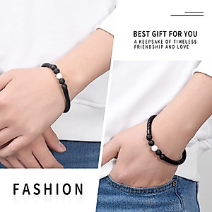 shajwo Cremation Jewelry Lava Stone Urn Bracelet for Ashes for Women Men Chakra Tiger Eyes Genuine Leather Memorial Bracelets