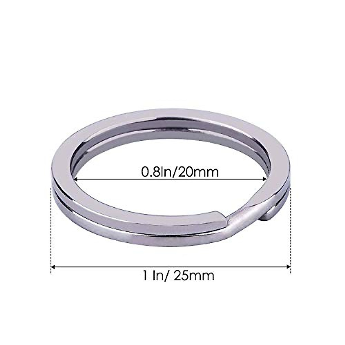 Flat Key Rings 10 Pieces 1 inches Flat Key Rings Metal Keychain Rings Split Keyrings Flat O Ring for Home Car Office Keys Attachment(Silver)