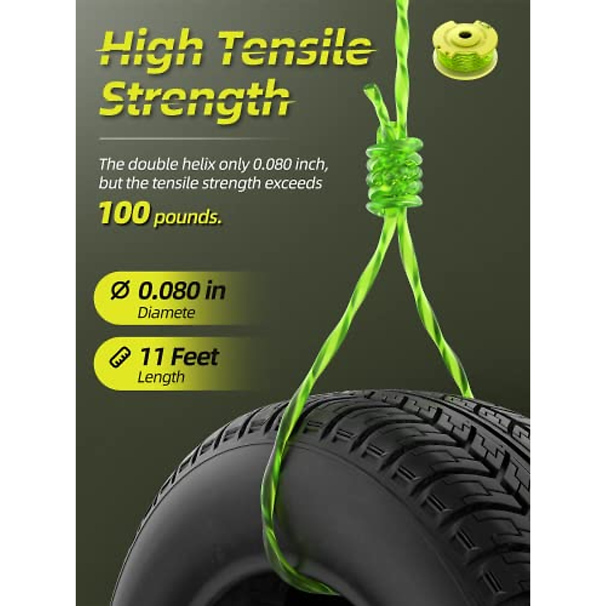 YWTESCH Trimmer String for Ryobi One Plus+ AC80RL3,11 FT/0.080-Inch，Spool Replacement Compatible with Ryobi 18v, 24v, and 40v Cordless Trimmers (12 Pack Trimmer Line & 3 Pack Trimmer Cap)