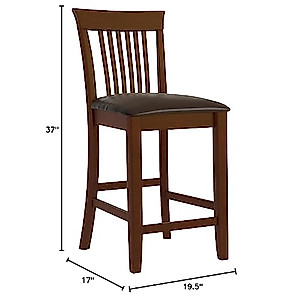 Linon Triena Red Cherry Wood Black Vinyl Padded Seat - 24 inch