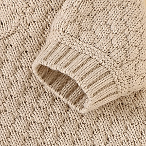 mimixiong Cotton Baby Romper Newborn Baby Knitted Clothes Longsleeve Sweater Outfit for Boy and Girls with Warm Hat Set Camel