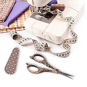 Hisuper 2 Pairs Embroidery Scissors Sewing Crochet Scissors Small 4.5 Inch Sharp Craft Scissors with Leather Scissors Cover for Sewing Handicrafts Tool Craft Art Work And Everyday Use