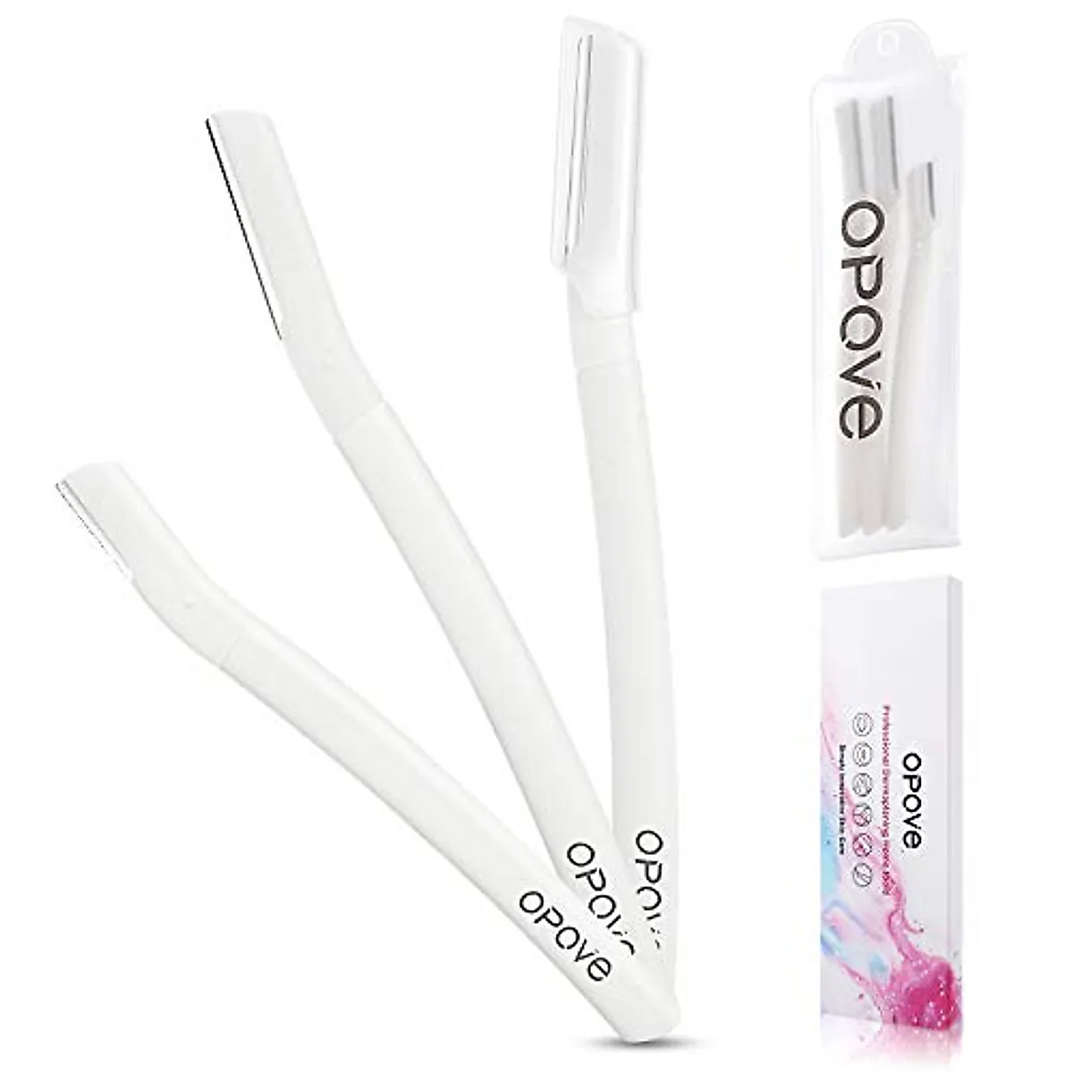 Dermaplane Razor for Women Face,Professional Dermaplaning Tool,Facial Razor, Peach Fuzz and Hair Removal, opove Multifunction Home Skin Care Tool,3 Eyebrow Razors