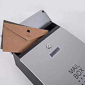 Mailboxes for Outside Mailbox Wall Mount Mailbox Post Box Outdoor Wall-Mounted Stainless Steel Mail Box Suggested Box with Lock European Rainproof Villa (Color : Silver)