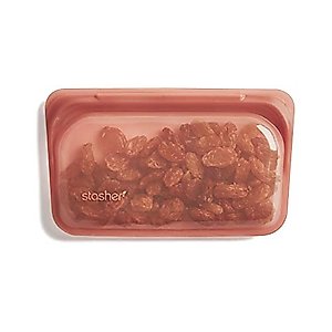 Stasher Silicone Reusable Storage Bag, Snack (Terra Cotta) | Food Meal Prep Storage Container | Lunch, Travel, Makeup, Gym Bag | Freezer, Oven, Microwave, Dishwasher Safe, Leakproof