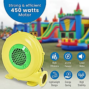 Air Blower for Inflatables 750 Watt, Inflatable Bounce House Blower Indoor Outdoor, Compact and Portable Electric Pump for Bouncy Castle and Swimming Pool