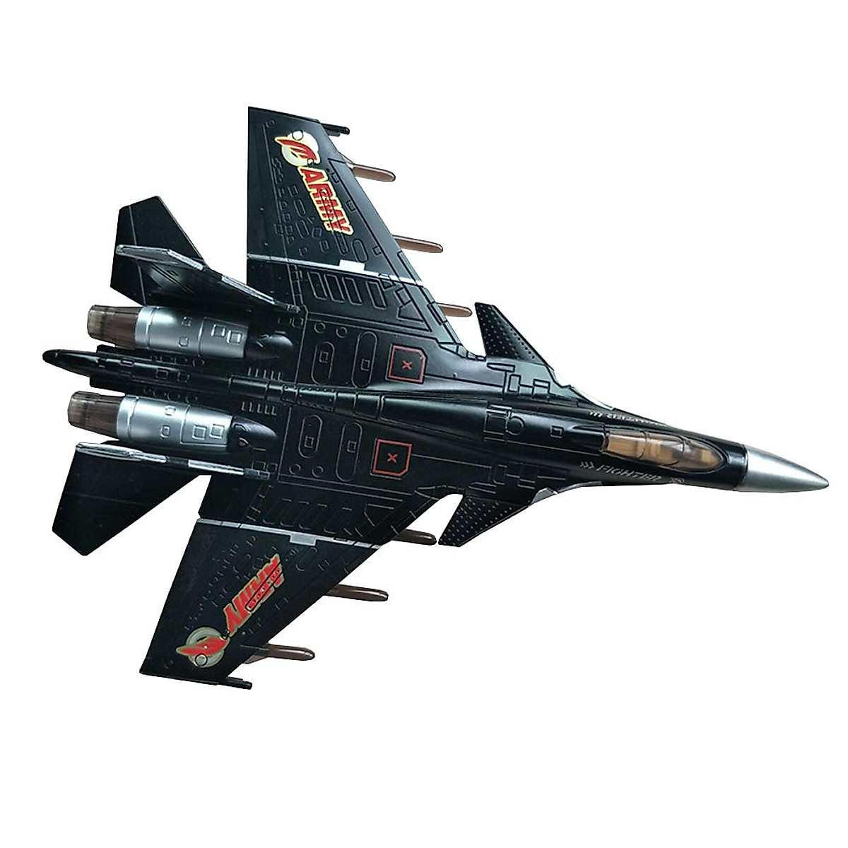 HSOMiD Army Air Force Fighter Jet Toy Military Airplane - Fun Lights and Sounds, Bump and Go Action Pretend Play Kids Aircraft Bomber Plane
