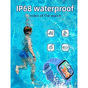 Kids Smart Watch for Boys Girls,IP68 Waterproof Kids Fitness Activity Tracker Watch,Heart Rate Sleep Monitor,8 Sport Modes, Pedometers, Calories Counter, Alarm Clock, Kids Gifts for Teens 6+ (Black)