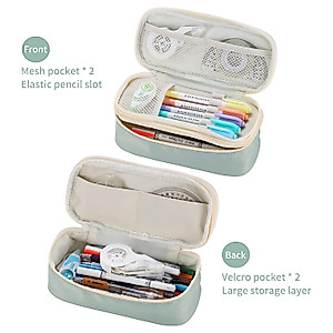 Dugio Large Pencil Case for Girls Teens Kids Pencil Bag with Zipper Pencil Pouch Aesthetic Pencil Pen Case Organizer for School Green