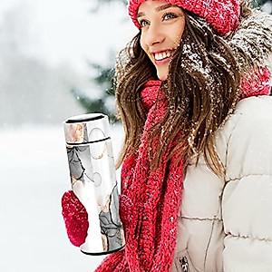 CaTaKu Pink Gold Marble Water Bottle Insulated 16 oz Stainless Steel Flask Thermos Bottle for Coffee Water Drink Reusable Wide Mouth Vacuum Travel Mug