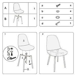 CangLong Acrylic Ghost Crystal Clear Seat,Modern Plastic Shell Accent Side Chairs for Kitchen, Dining, Living, Guest, Bed Room, Set of 4, Transparent 4