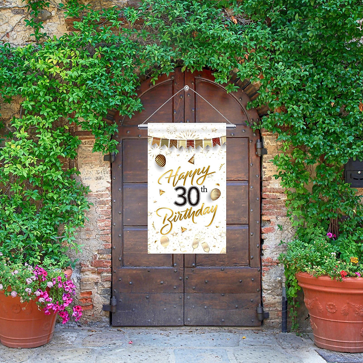 RoadSea Happy 30th Birthday Garden Flag - Adult Girl Boy Thirty Years Old Birthday Yard Lawn Sign - 30th Birthday Party Garden Banner Indoor Outdoor Decoration Supplies - Double Sided 12" x 20" (30th)