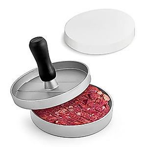 HaSteeL Aluminum Burger Press, Smash Hamburger Press with 60 Waxed Papers, Non Stick Burger Patty Maker Mold for Stuffed Ground Beef/Sliders/Sausage/Veggie/Salmon Patties BBQ, Dishwasher Safe-1PCS