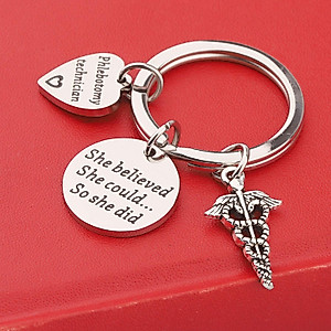 PLITI Phlebotomy Gifts Phlebotomy Technician Keychain She Believed She Could So She Did Keyring (Phlebotomy She Believed2)