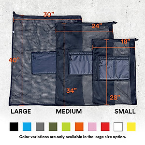 Fitdom Extra Large Heavy Duty Mesh Bag. Best for Soccer Ball, Water Sports, Beach Cloth, Swimming Gears. Adjustable Shoulder Strap. Secure Side Pocket