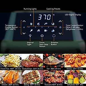 COSTWAY 8-in-1 Air Fryer Oven, Multifunctional Programmable 19QT Cooking Oven with 10 Accessories, Rotisserie, 8 Pre-set Recipe, LED Digital Touchscreen, Viewing Window, 1800W (Green)