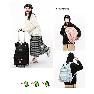 ZHANAO Girls Rolling Backpack Wheeled Backpack for Boys Trolley School Bags Kids Luggage Roller Backpack with Wheels