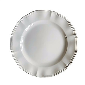 PacuM ?Kitchen Dinner Plates Sets Pure White Dining Plate Round Vintage Tableware Dessert Plate Normal Dining Plate Soup Plate Household Kitchen Restaurant Flat Plate Fruit Tra Plate