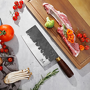 SHANGDAO Meat Cleaver Knife, 7.4 ″ Heavy Duty Razor Sharp Butcher Cleaver Kitchen Knife, High-carbon steel Chopper Knife, Forged Blade & Wood Handle, For Home Kitchen and Restaurant