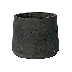 Petite Black Planter 6" H x 7" - Black Washed Fiberstone Indoor and Outdoor Flower Pot - by Pottery Pots