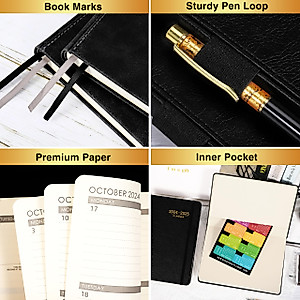 2023 Planner - 2023-2024 Weekly Monthly Planner, January 2023 - June 2024, 6.4'' x 8.5'' Calendar Planner 2023-2024 with Leather Cover, Pen Holder, Elastic Closure, 24 Ruled pages