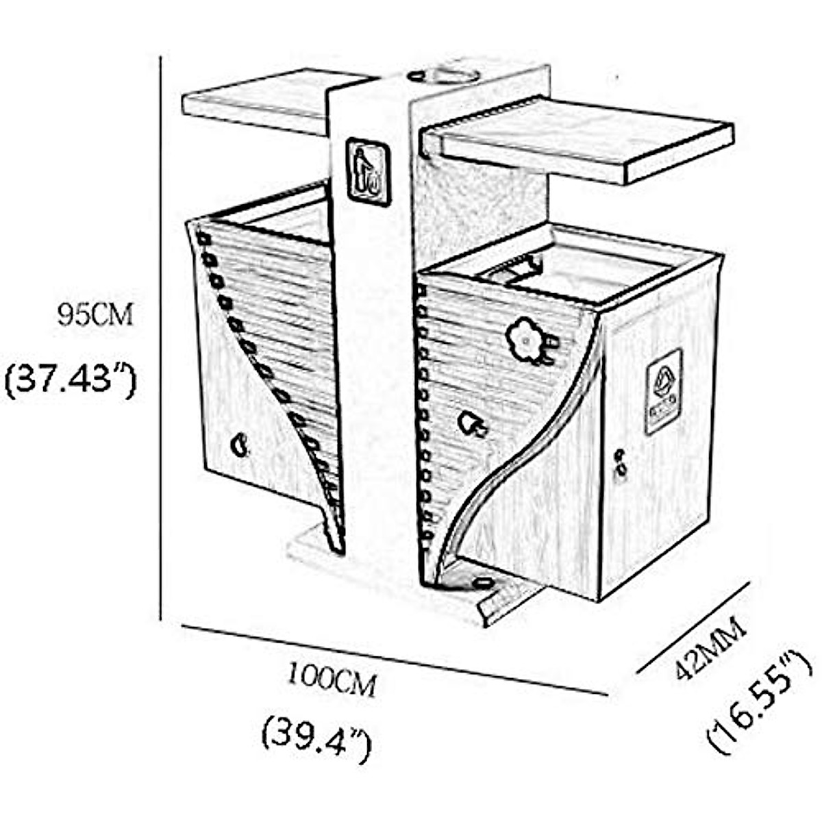 Trash can Metal Trash Can Removable Inner Bucket Decoration Waste Bin Park Restaurant Garden Outdoor Ashtray Big Rubbish Bin Trash Bin