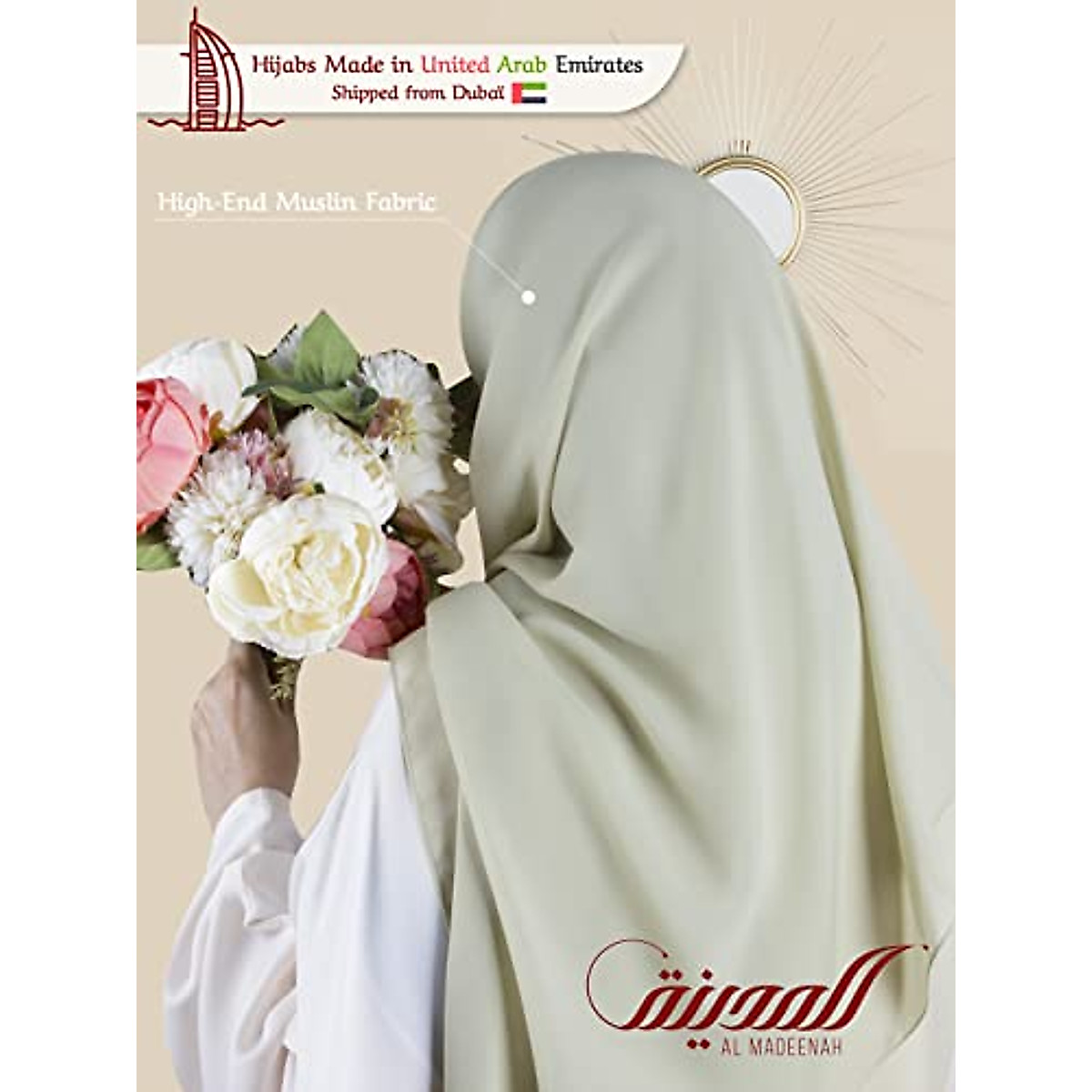 AL MADEENAH Hijab For Women and Hijab Underscarf Set Muslin Hijab Scarfs For Women and Undercap Kit | Hijab Underscarf L80 x W28 | Hajib for Women, Kit 2 pieces Hijab for Women and UnderCap (Olive)