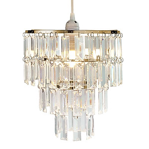 Sunli House Modern Chandelier Shade, Faux Chandeliers Light Fixture Pendant Ceiling Lampshade for Girls Bedroom, W9.84 X H11 (Gold)