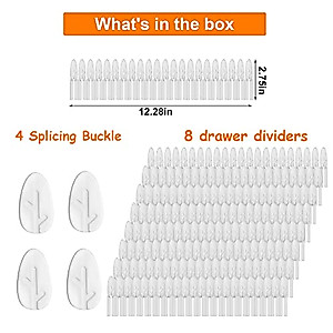 Spoilu 8Pcs Drawer Dividers, Adjustable Drawer Dividers, Sock Organizers for Dresser Drawers, Can Be Cut and Spliced Drawer Dividers, Free 4 Splicing Buckle