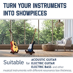 LALAOKS Guitar Stand Wooden Guitar Stand Portable Folding Instrument Holder for Acoustic Classic Electric Bass Guitar (Black walnut)