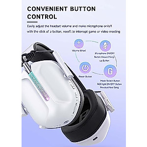 Gvyugke Captain 500 Wireless Gaming Headset, 2.4GHz USB Wireless Headset with Microphone for PS4/PS5/PC/Switch, Bluetooth 5.2 Gaming Headphones with 40H Battery, RGB Light, Ergonomic Design（White）