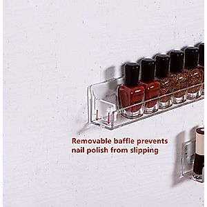 IEEK 4 PCS Floating Invisible Kids Bookshelf Wall Mounted Nail Polish Rack,Clear Acrylic Picture Ledge Vinyl Record Display Shelf Nail Polish Holder with Removable Anti-slip End Inserts,15 inch