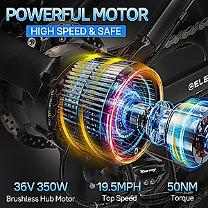 Electric Bike for Adults, GELEISEN 350W Adult Electric Bicycles Ebike, 20" Folding Electric Bike TT-S6, 36V/10AH Removable Battery, Quick-Release Wheel and Full-Suspension, Gift for Women Men