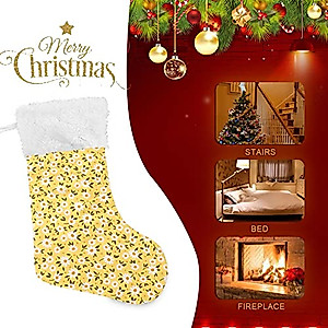 Kigai Christmas Stockings Yellow Daisy Flower Large Candy Stockings Stuffers Kids Cute Xmas Sock Decorations 1PC for Home Holiday Party 12" x18"