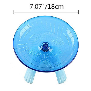 3 in 1 Hamster Water Bottle + Hamster Flying Saucer Exercise Wheel for Dwarf Hamster Mouse Rat Hedgehog (Blue)