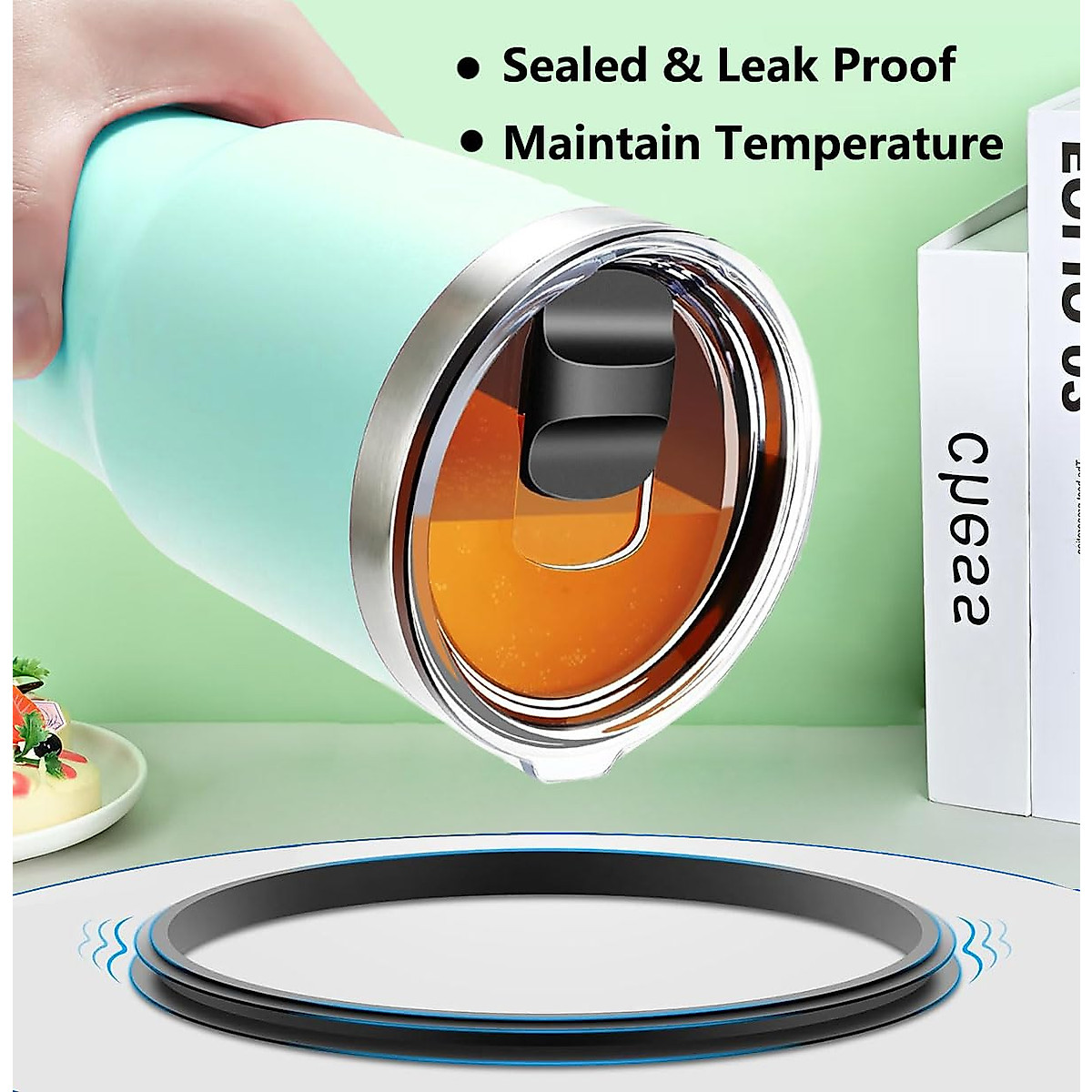 2PCS 30 oz Tumbler Lid for YETI, with 3 Black Magnetic Slider Replacement, Replacement Cup Lids Covers Compatible for YETI 30 oz Tumbler, 14 oz Mug and 35 oz Straw Mug