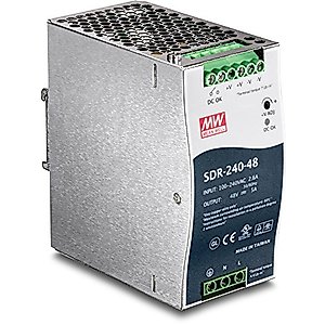 TRENDnet 240W Single Output Industrial DIN-Rail Power Supply, Extreme Operating Temp Range -25 to 70 °C(-13 to 158 °F) Built-in Active PFC, Passive Cooling, DIN-Rail Mount, Silver, TI-S24048