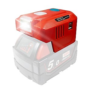 150W Power Inverter Fit for Milwaukee M18 18V Battery, DC 18V to AC 120V Portable Battery Inverter Generator with Dual USB and AC Charger Adapter and 200LM LED Light Power Supply Station