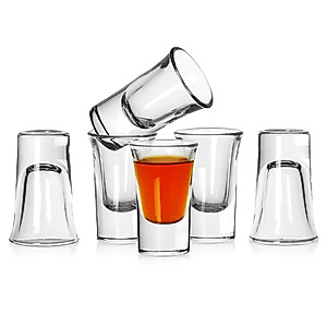 BaveL Shot Glass Set of 6,Heavy Base Clear Shot Glass, Great for Whisky Brandy Vodka Rum and Tequila Shot Set (0.9 OZ)