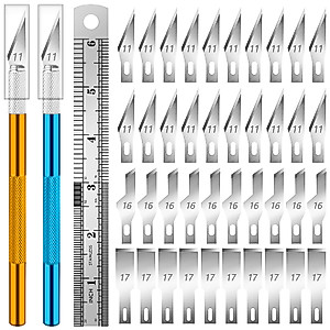 DIYSELF Exacto Knife Upgrade Precision Carving Craft Knife Hobby Knife Kit 40 Spare Knife Blades for Art, Scrapbooking, Stencil